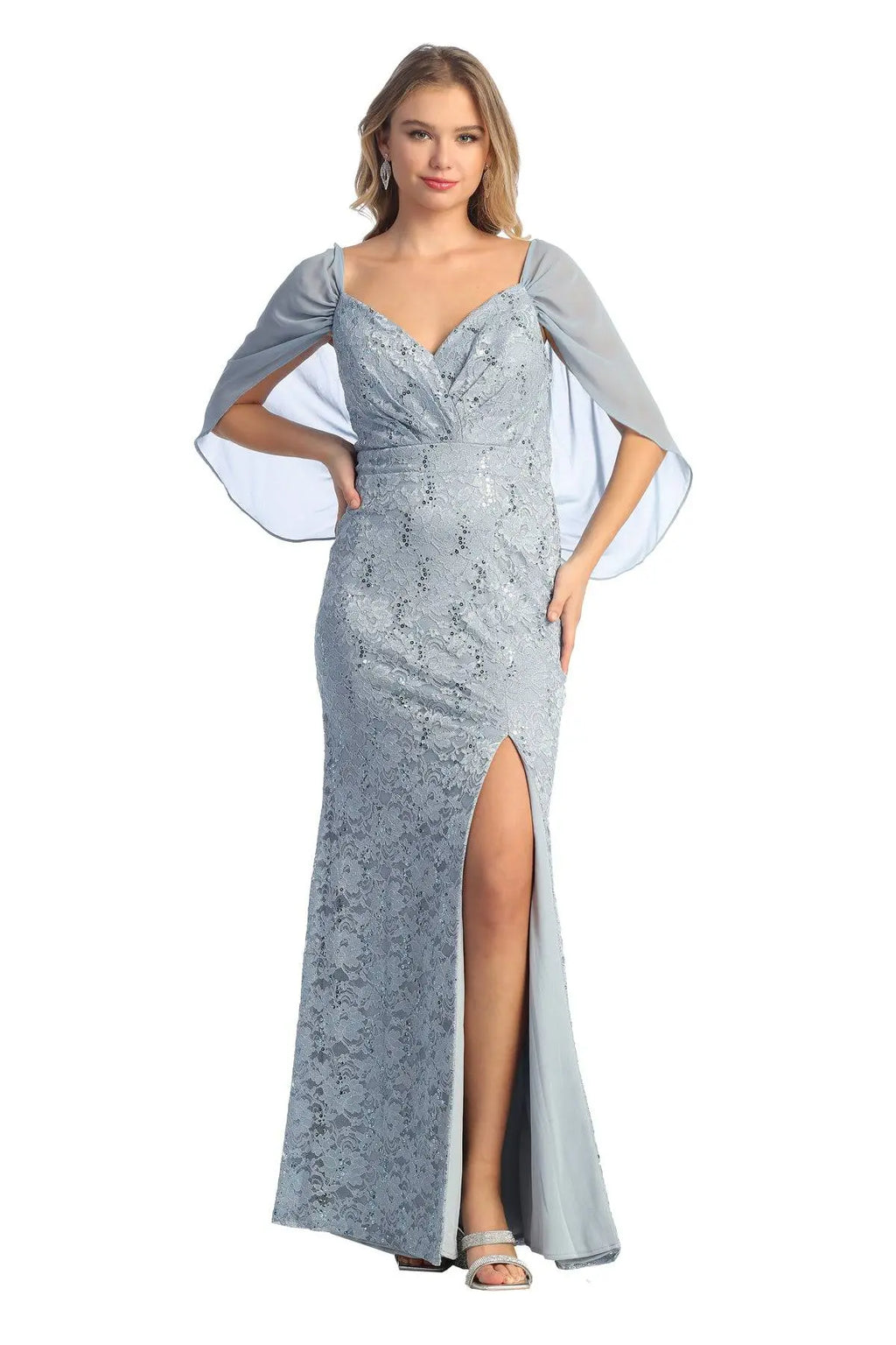 Cindy Collection 1614 Dusty Blue Mother of the Bride Dress